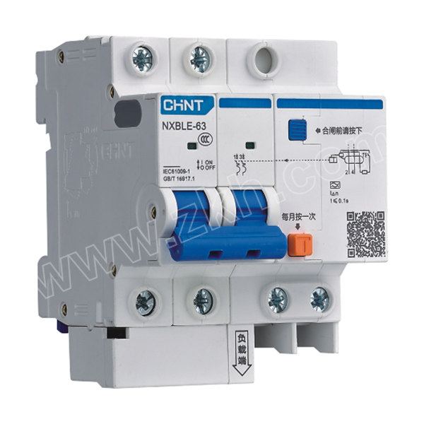 CHINT/正泰 NXBLE-63系列剩余电流动作断路器 NXBLE-63H 2P C10 75mA 10kA C脱扣 额定电流10A 漏电电流75mA 1个【多少钱 规格参数 图片 采购】-震坤行